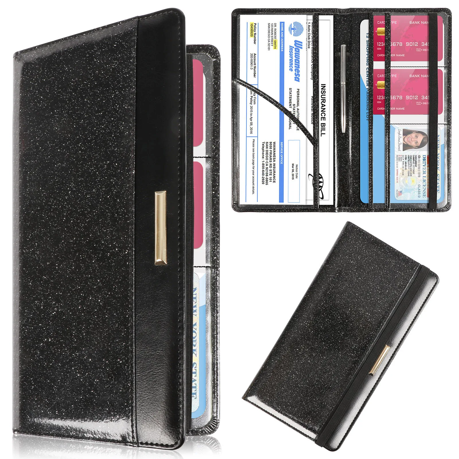 Car Registration And Insurance Holder PU Leather Car Document Holder ...