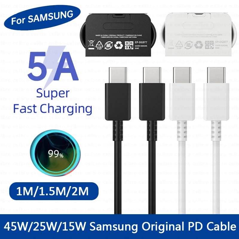 Original Usb Type C 45W Charger Cable 5A PD Usbc Kable 25W Fast ...