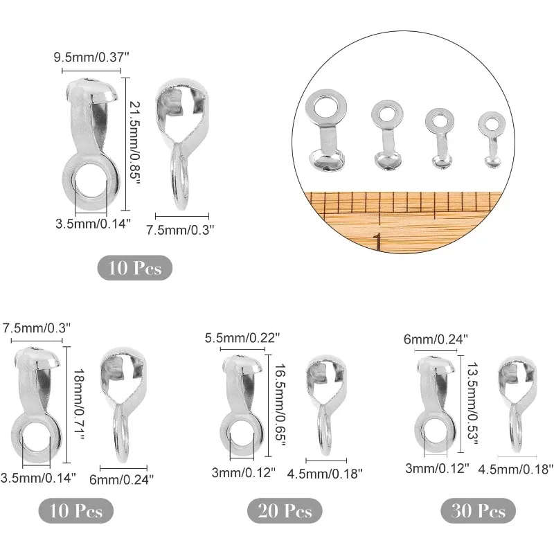 Stainless Steel Bead Chain Pull Loops 20 Pcs Stainless Steel Bead Chain ...