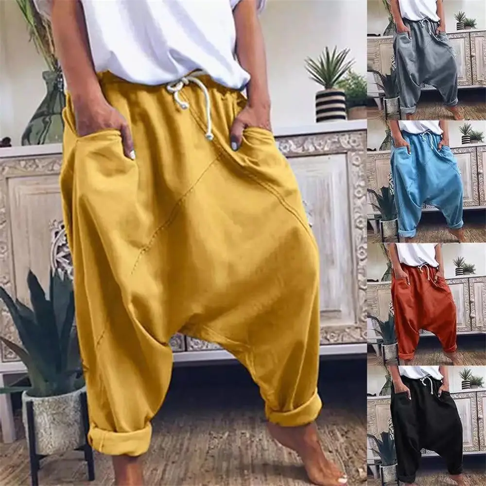 Women Oversized Sarouel Harem Pants Drop Crotch Hip Hop Trousers Plus ...