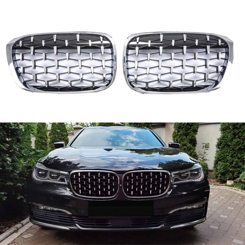 Diamond-Car-Front-Bumper-Kidney-Grille-Racing-Grills-For-BMW-7-Series ...