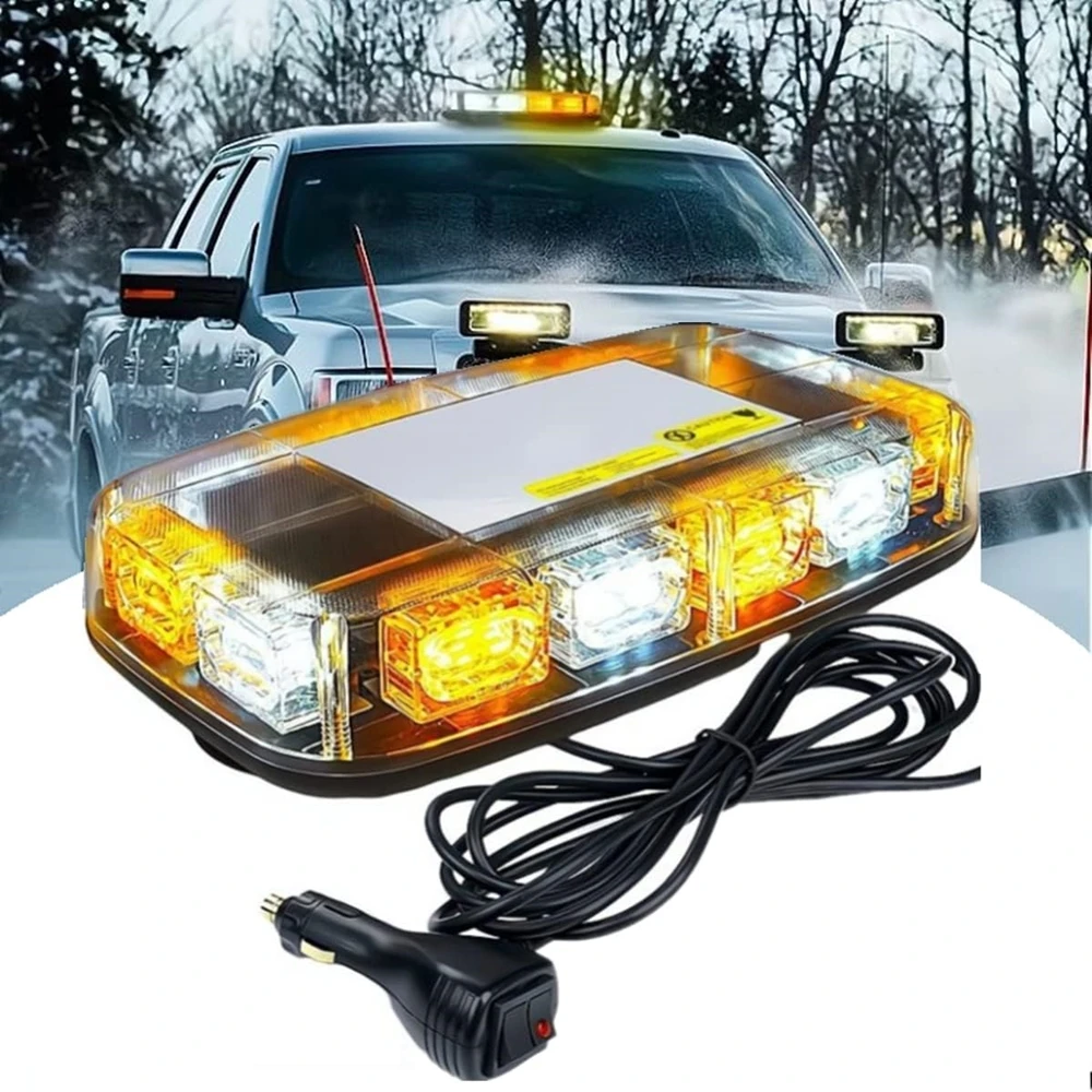 48-LED-Emergency-Strobe-Lights-Amber-White-Car-Roof-Top-Safety-Warning ...