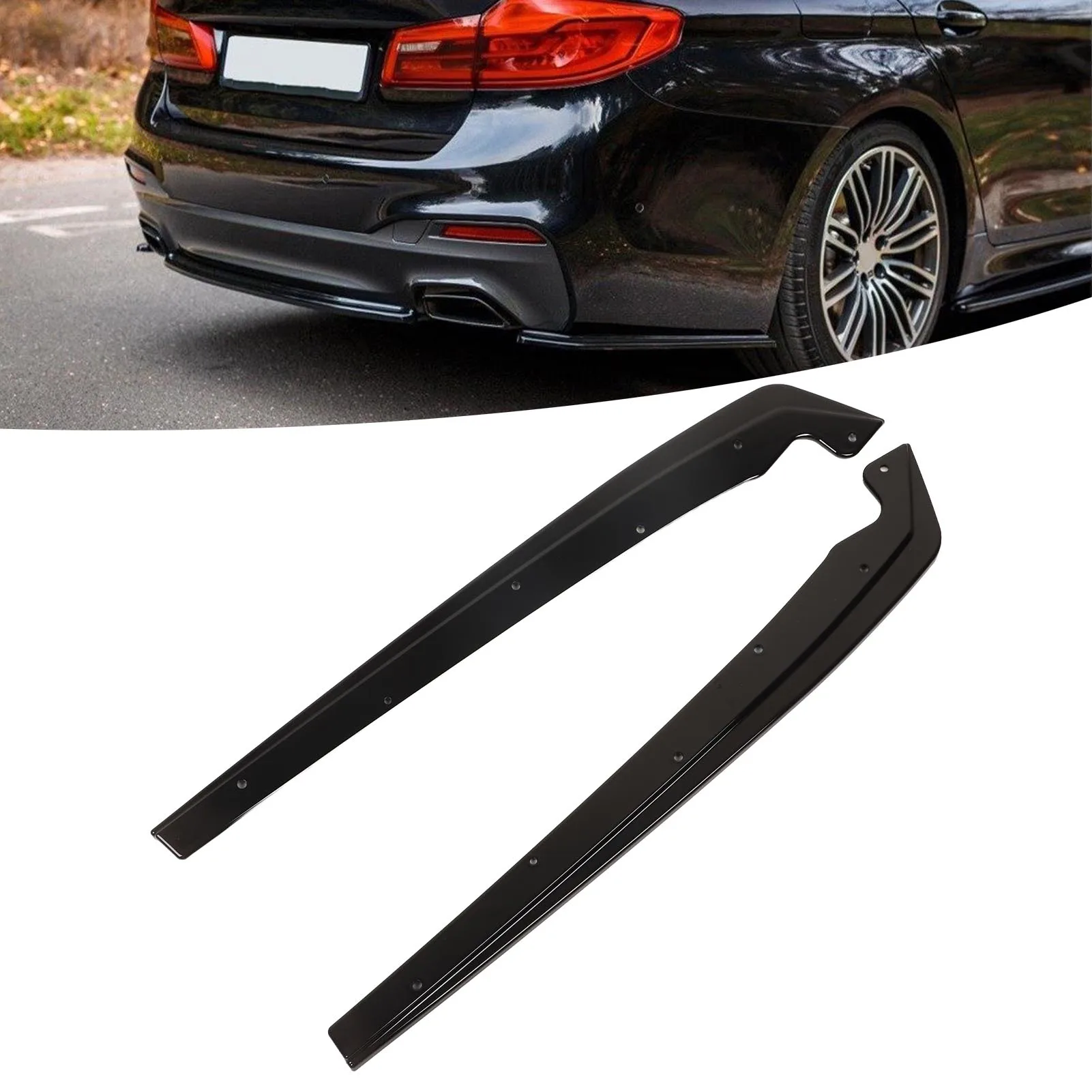 Glossy-Black-Rear-Bumper-Side-Splitters-Flaps-for-BMW-5-Series-G30-G31 ...
