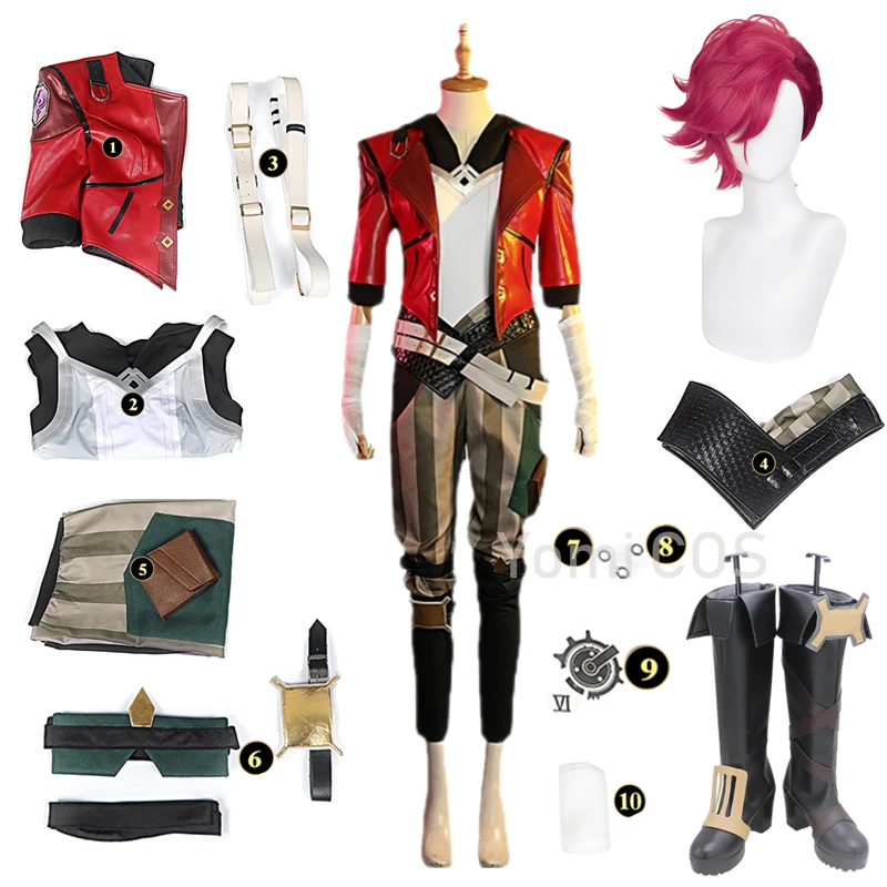 LoL-Arcane-Vi-Cosplay-Costume-Wig-Uniform-Shoes-Outfits-Halloween ...