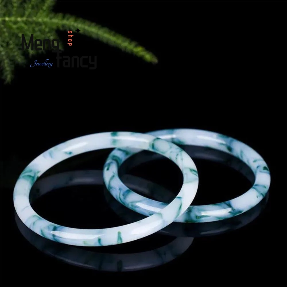 Natural-Colourful-Jade-With-Blue-Flowers-Bangle-Charm-Fashion-Exquisite ...
