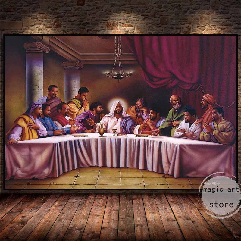 Abstract African American Black Jesus The Last Supper Art Poster Canvas ...