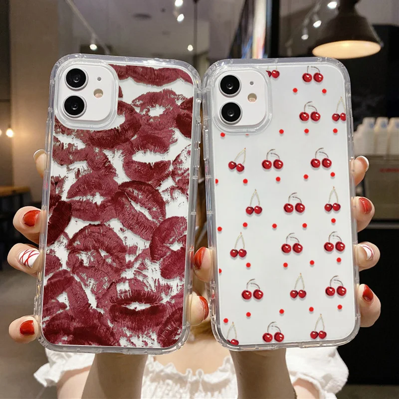 Cherry Clear Case For iPhone 12 Cover iPhone 15 14 12 13 11 Pro Max 14 ...