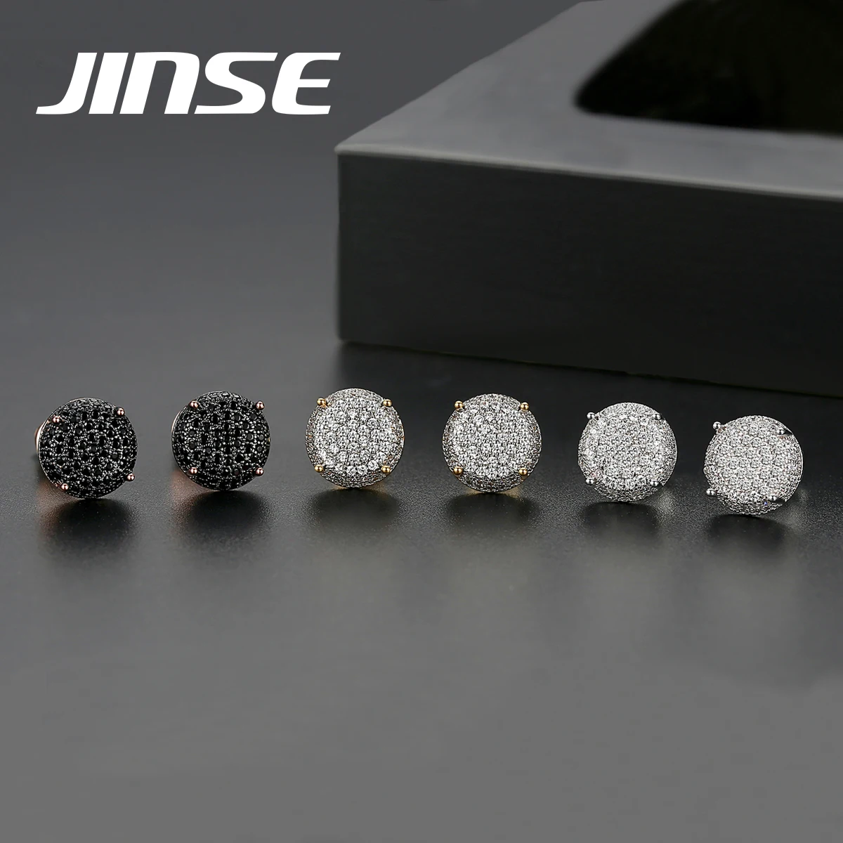 JINSE-Hip-Hop-Stud-Earrings-Luxury-For-Men-Gold-Color-Punk-Jewelry-Iced ...