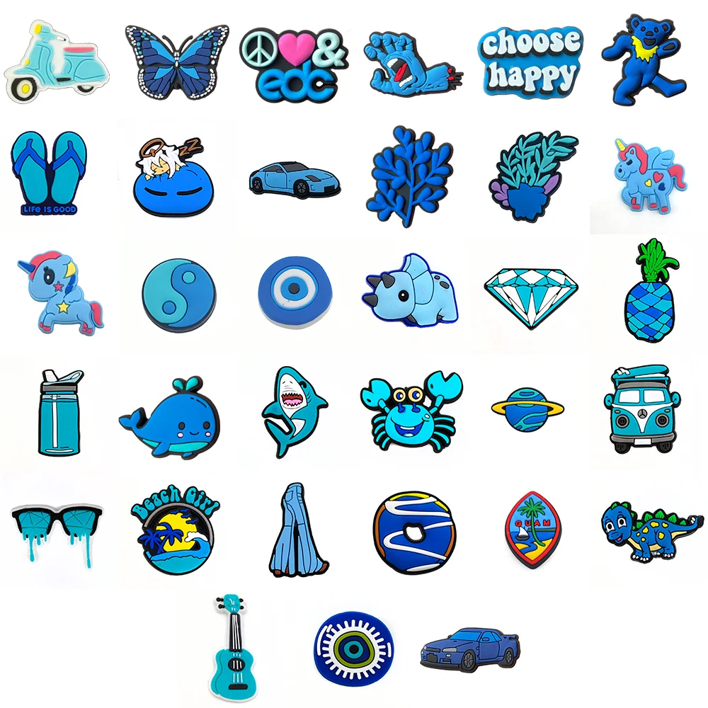Blue Color Collection Shoe Croc Charms for Clogs Sandals Decoration ...
