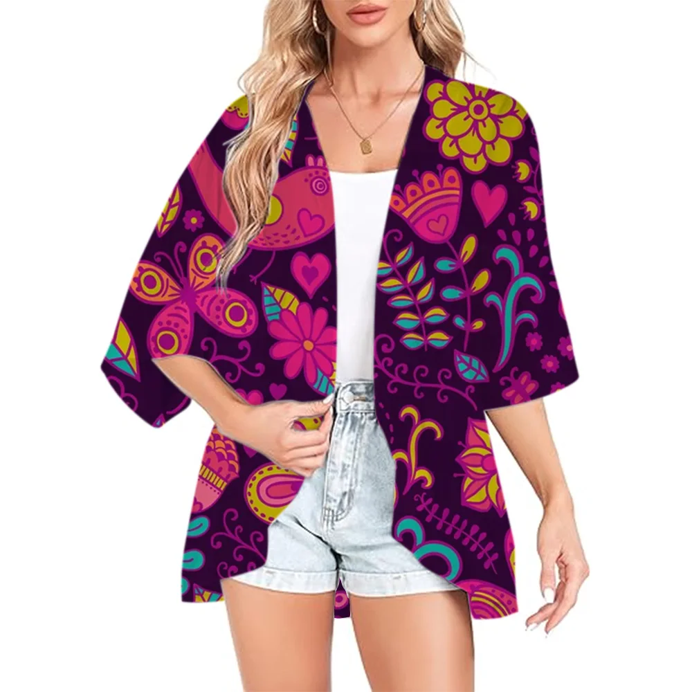 Women's Long Kimono Summer Beach Kimono Cardigan Ethnic Printed Pattern ...
