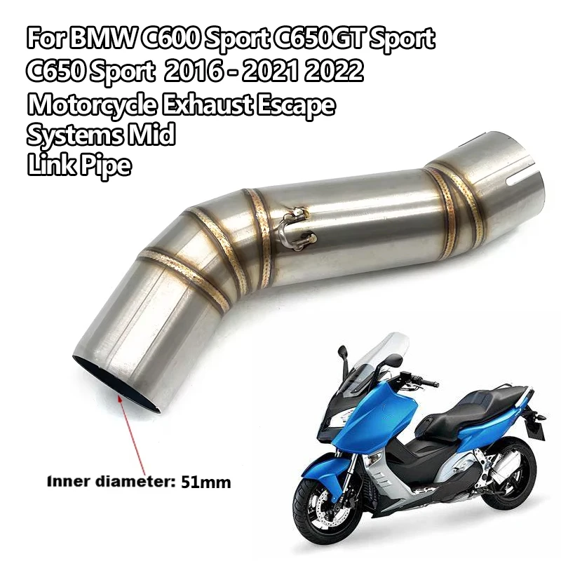Slip On Motorcycle Exhaust Escape Systems Mid Link Pipe Connect Muffler ...