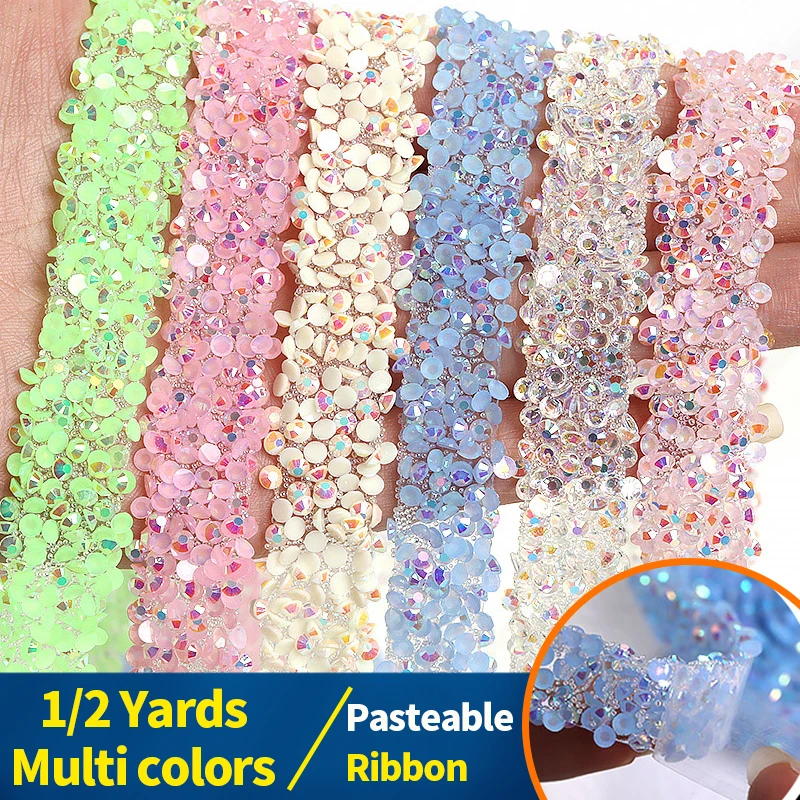 1-2-Yard-Pasteable-Resin-Diamond-Ribbon-Jelly-Color-Self-Adhesive ...