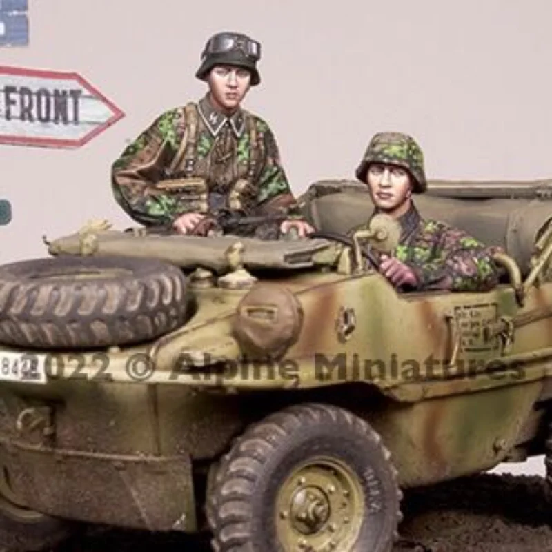 1-35-Scale-Resin-Figure-Assembly-Model-Kit-Scene-Car-Soldier-2-People ...