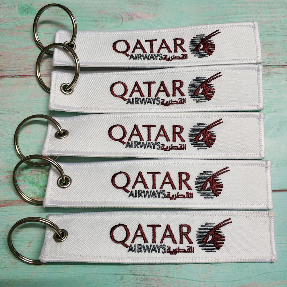 MiFaViPa-5-PCs-White-QATAR-Emirates-Airlines-Keychain-Embroidery ...