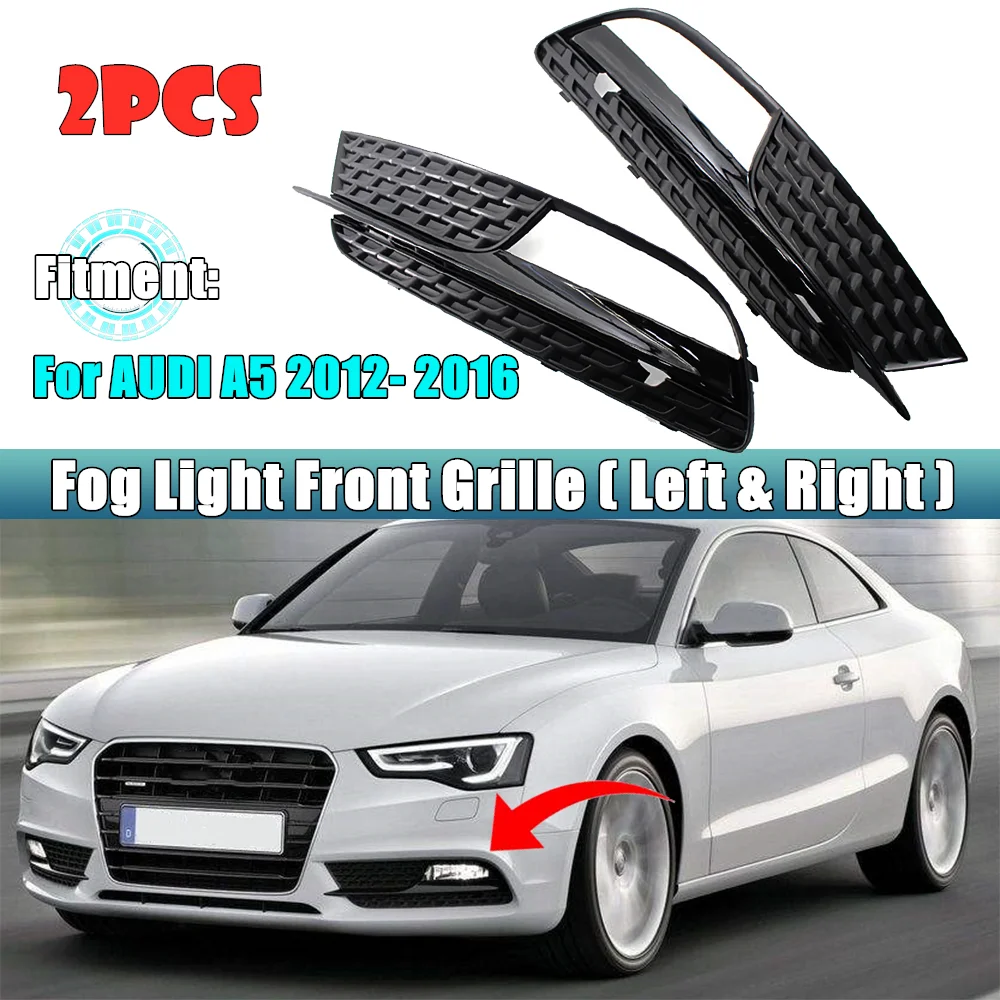 2Pcs Car Front Bumper Fog Light Grilles Fog Lamp Racing Grills For Audi ...