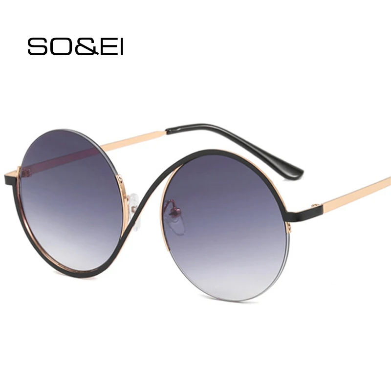 SO-EI-Retro-Round-Semi-Rimless-Women-Sunglasses-Fashion-Gradient-Shades ...