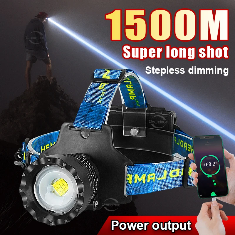 4*30W Most Powerful Led Headlamp Headlight 18650 USB Rechargeable Head Flashlight Outdoor Head ...