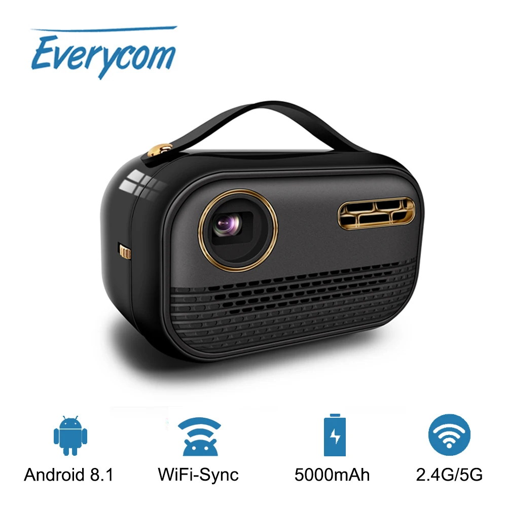 NEW-Everycom-D023-DLP-Android-4K-Mini-Projector-5000mah-Battery-5G-WIFI-Bluetooth-Led-Pico ...