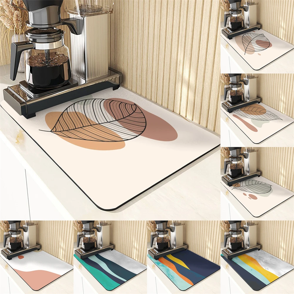 Plant-Style-Table-Diatomite-Kitchen-Mat-Flowers-Pattern-Table ...