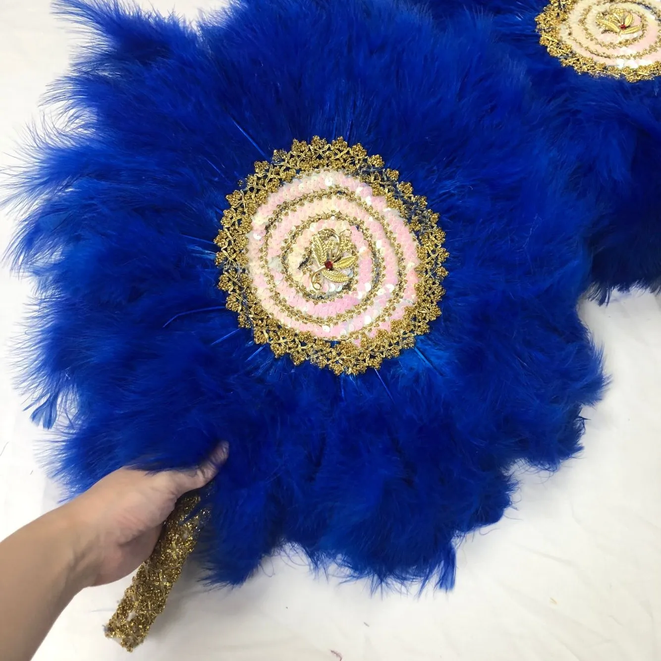 Big Size Design African White Feather Fan Ladies Wedding Feather Fan ...