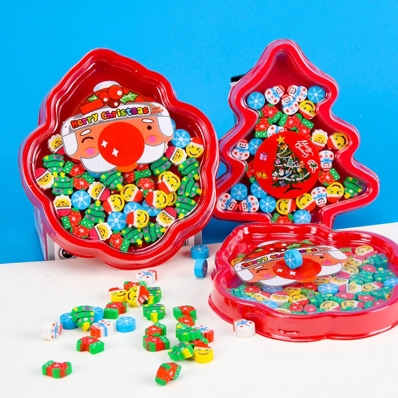 22-35Pcs-Mini-Cartoon-Erasers-Christmas-Tree-Santa-Claus-Shape-Tray ...
