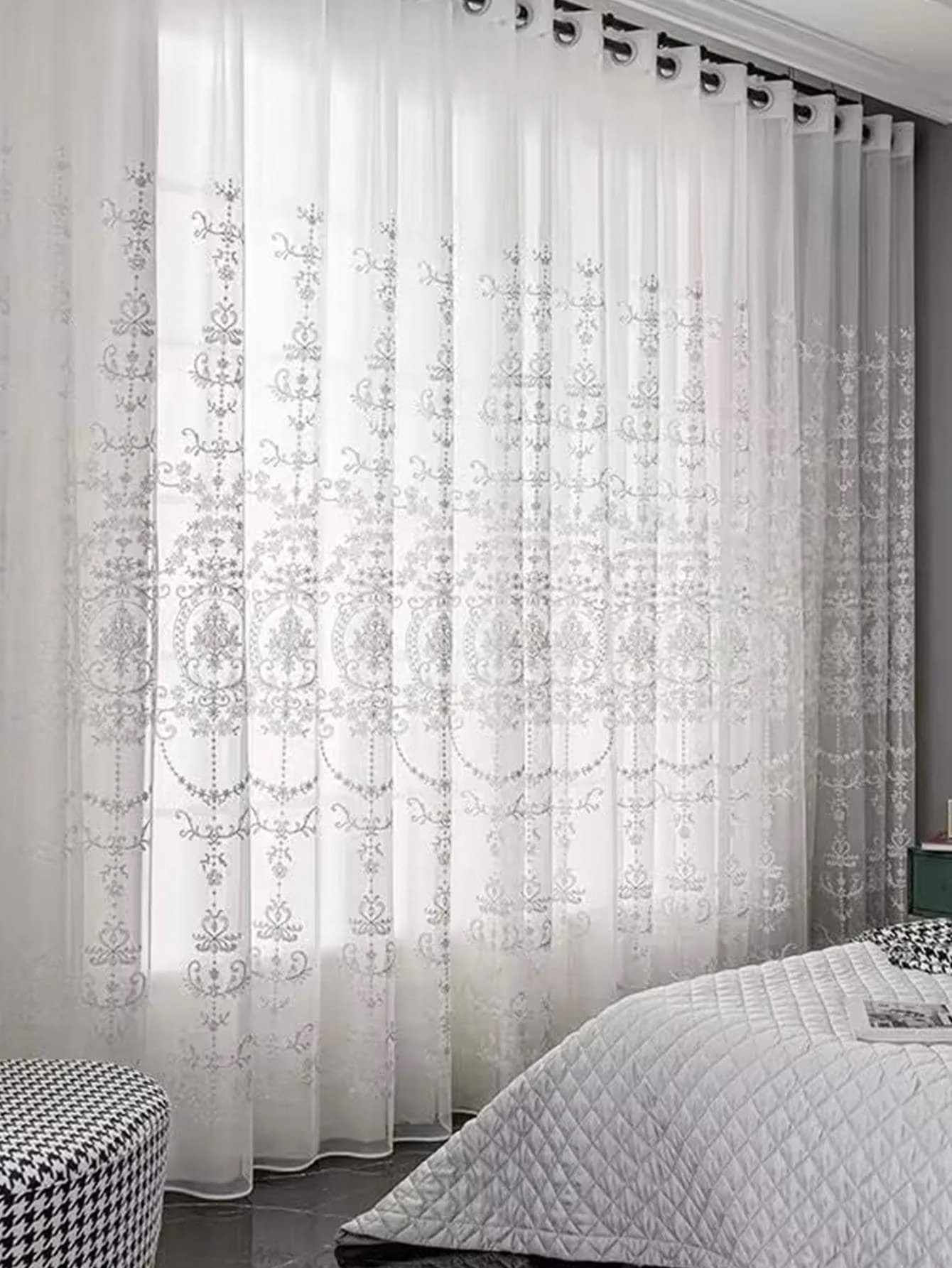 1-Panel-White-European-Style-Sheer-Curtain-Embroidered-Window-Curtains ...