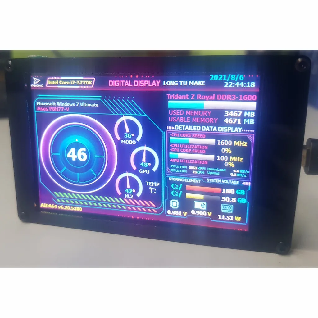 Écran LCD IPS de 3.5 Pouces pour Ordinateur Raspberry Pi, Accessoire avec Lumière AIDA64 RGB ...