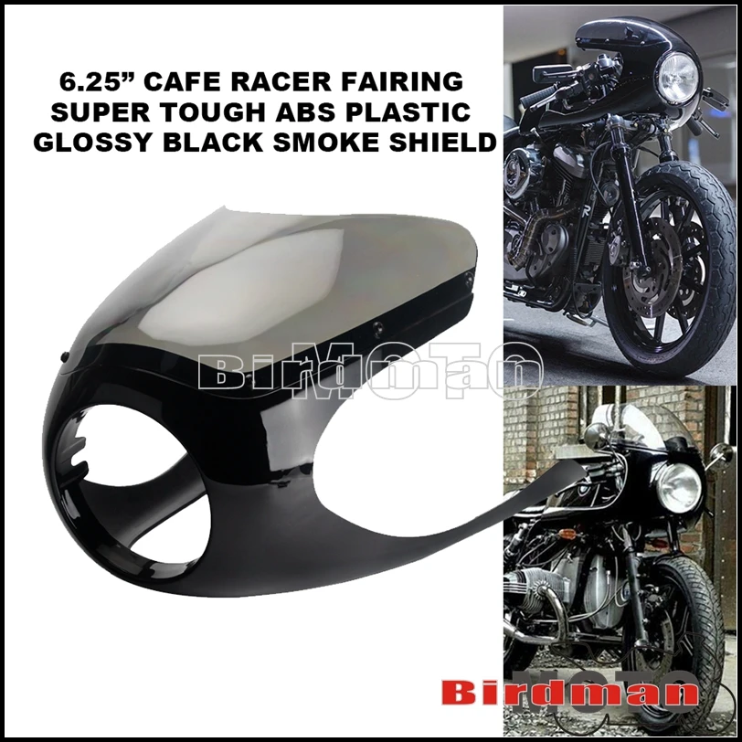Motorcycle Smoke 6-1/4" Headlight Fairing ABS Cafe Racer Front Fairing ...