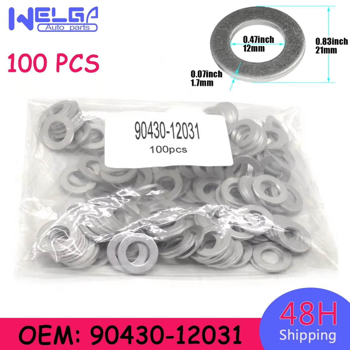 100PCS Thread Oil Drain Sump Plug Gaskets Washer 12mm Hole Seal Ring ...