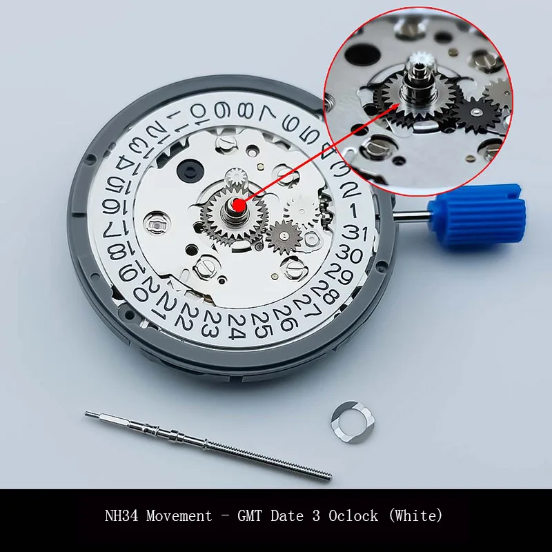 Original TMI NH34 Automatic Mechanical Movement GMT Date White Japan 24 ...