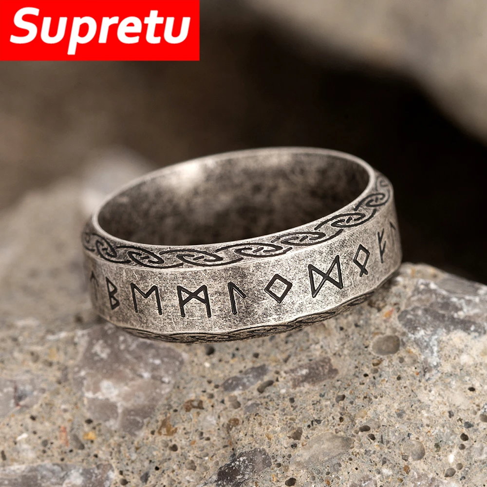 Antique-Silver-Plated-Vikings-Runes-Odin-Rings-Stainless-Steel-Nordic ...