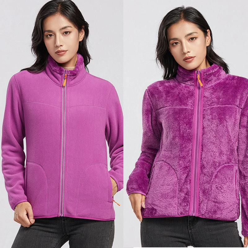 Autumn-Winter-Warm-Thick-Fleece-Coat-Womens-Double-Sided-Coral-Fleece ...
