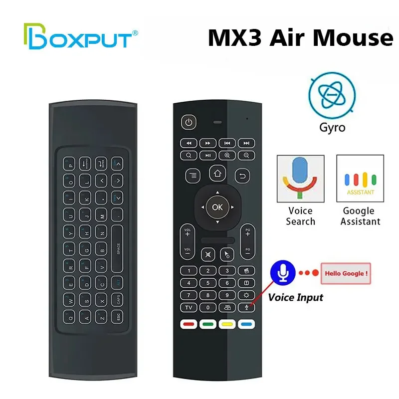 BOXPUT-MX3-2-4GHz-Wireless-Air-Mouse-Voice-Remote-Control-Backlit-Gyroscope-IR-Learning-Remote ...