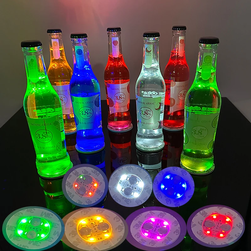 1pc Cool LED Coaster Flashing Decor Stickers Lighting Up For Bars ...