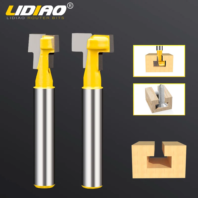 LIDIAO-T-Track-T-Slot-Router-Bit-6-35mm-and-12-7mm-Shank-Keyhole-Router ...