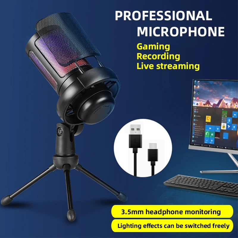 Est-dio-Profissional-DSP-Microfone-Din-mico-Mic-USB-Wired-Gaming ...