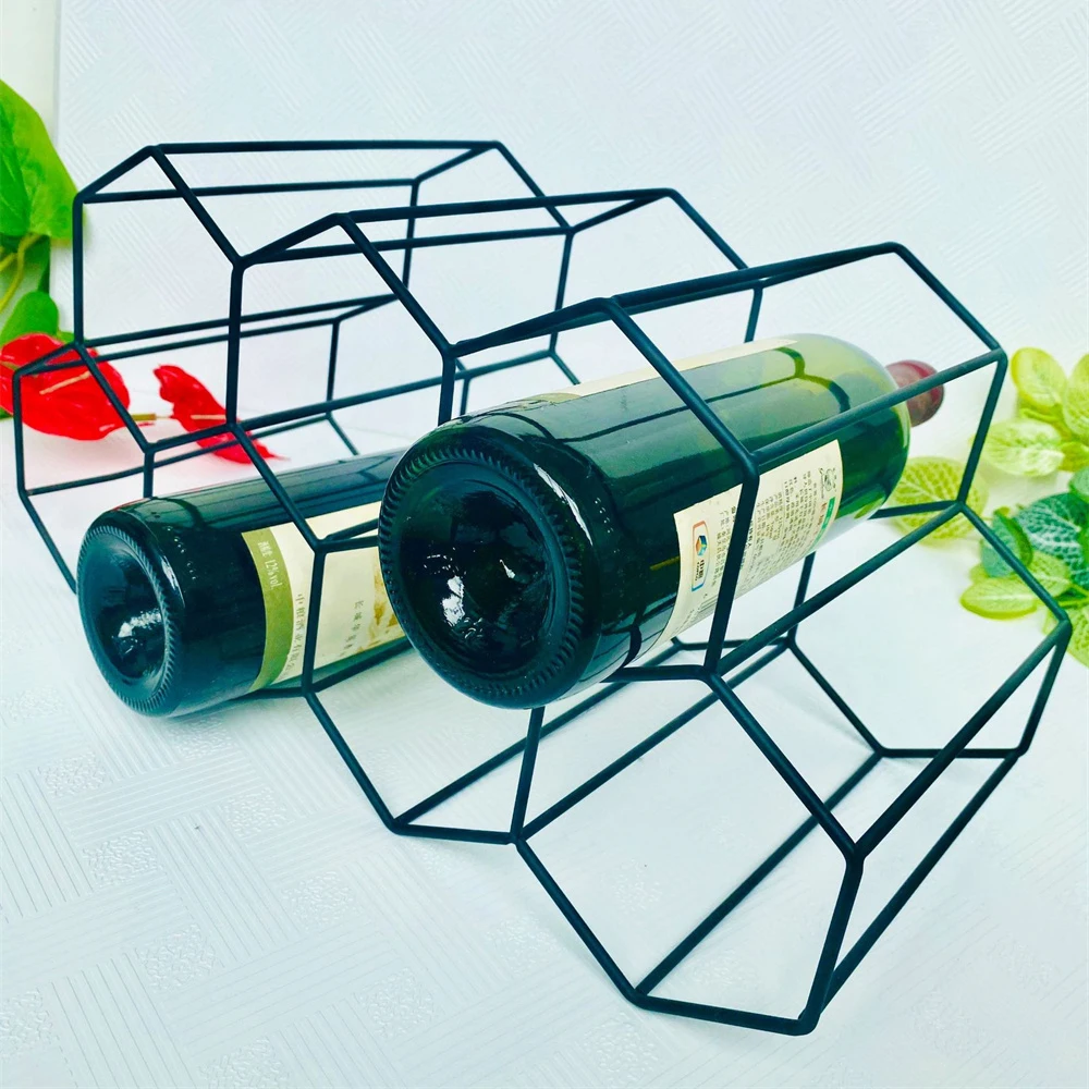 Modern-Metal-Honeycomb-Wine-Rack-Wine-Bottle-Storage-Beehive-Tabletop ...