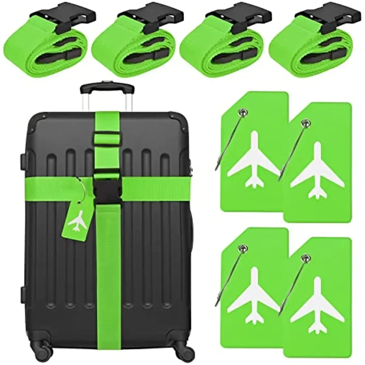 1pcs Set Luggage Strap with 1 Pcs Luggage Tag Silicone Travel ...