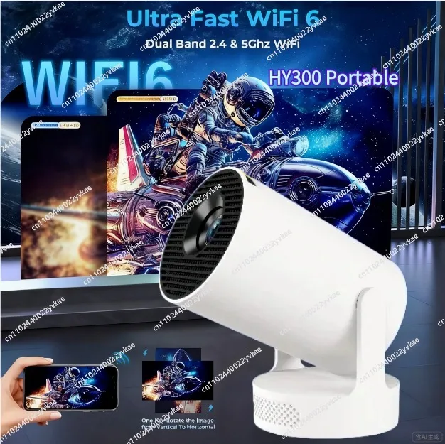 HY300 Ultra Portable 4K Projector Android11 300ANSI Electronic Focus ...