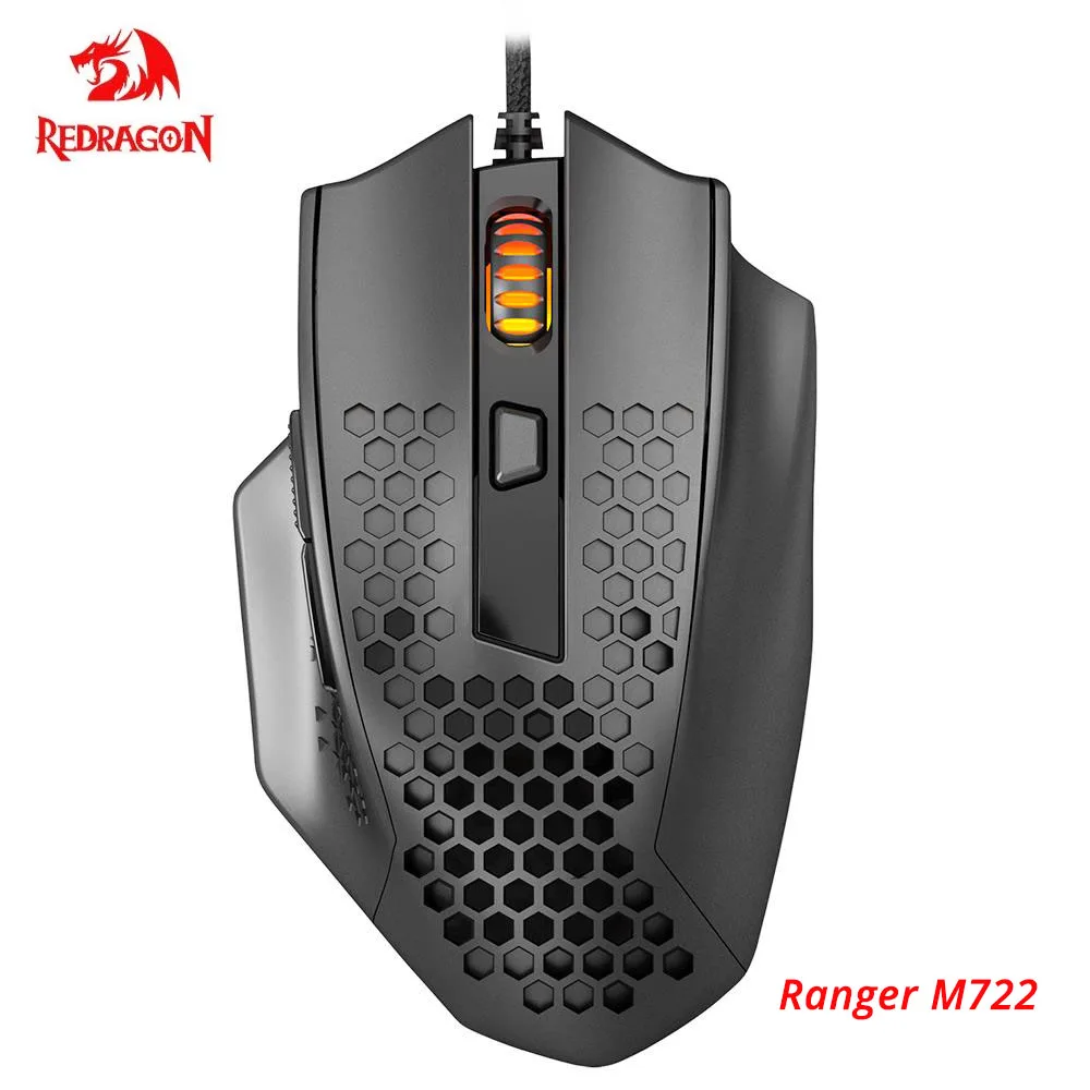 Redragon Ranger M722 USB Lightweight wired RGB Gaming Mouse 12400 DPI 7 ...