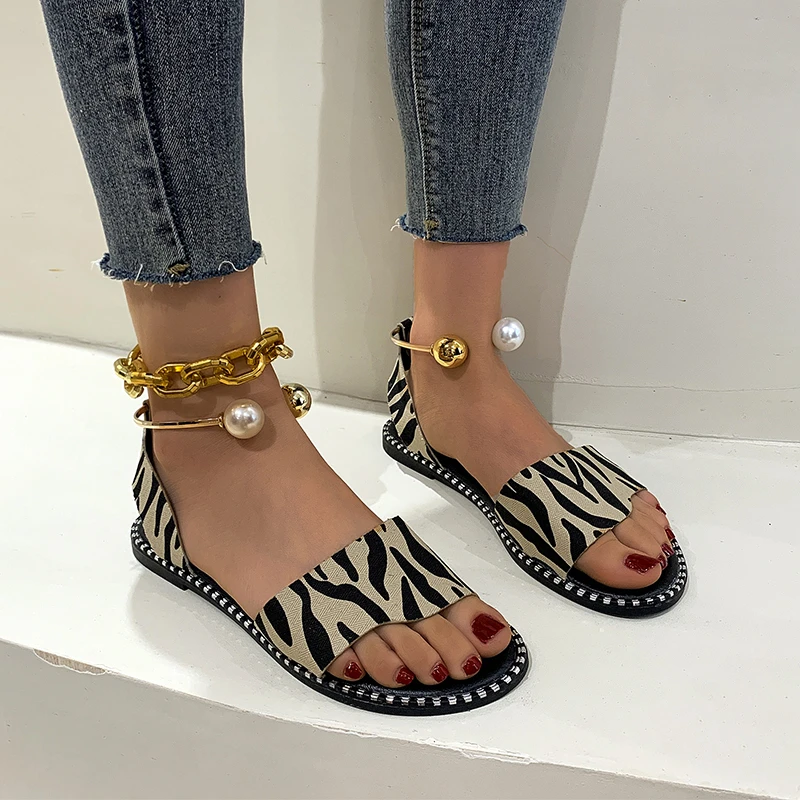 Sandals-Women-s-summer-leopard-print-peep-toe-simple-flat-Roman-sandals ...