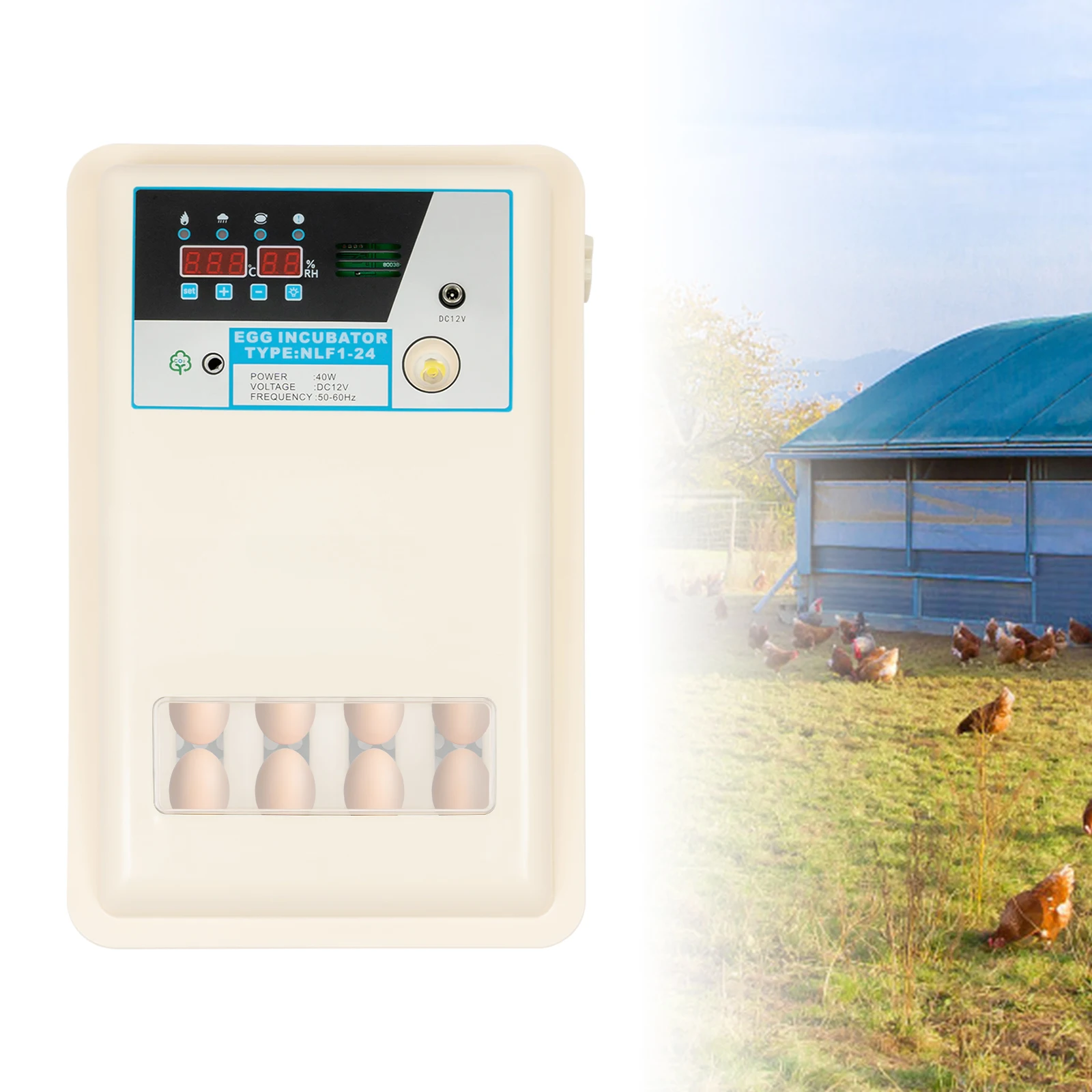 24 Eggs Auto-Turning Digital Incubator Automatic Hatch Chicken Duck Egg ...