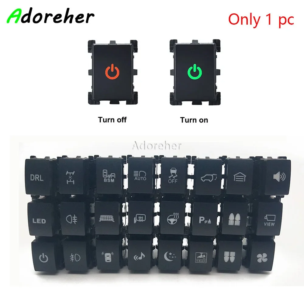 1PC Car LED DRL Front Rear Fog Button Radar Parking Fan Switch with ...