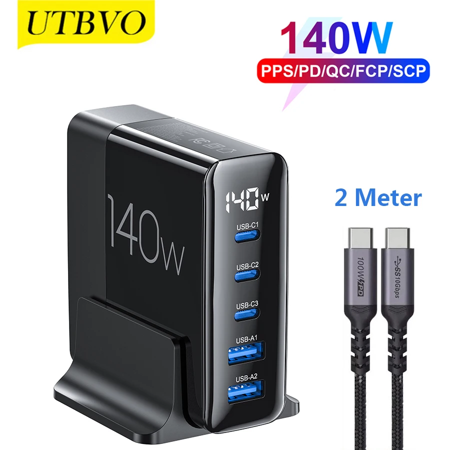 Utbvo 5-ports 140w Gan Usb C Charging Station Pd 100w 65w Pps 45w Super ...