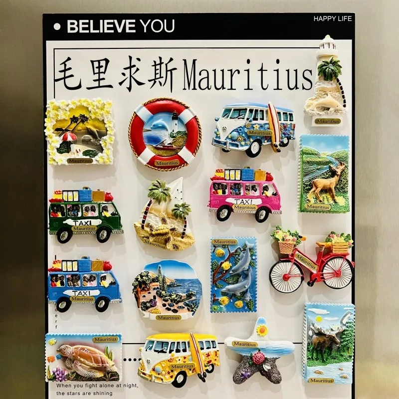 Mauritius 3D Fridge Magnets Tourism Souvenir Resin Refrigerator Magnets ...