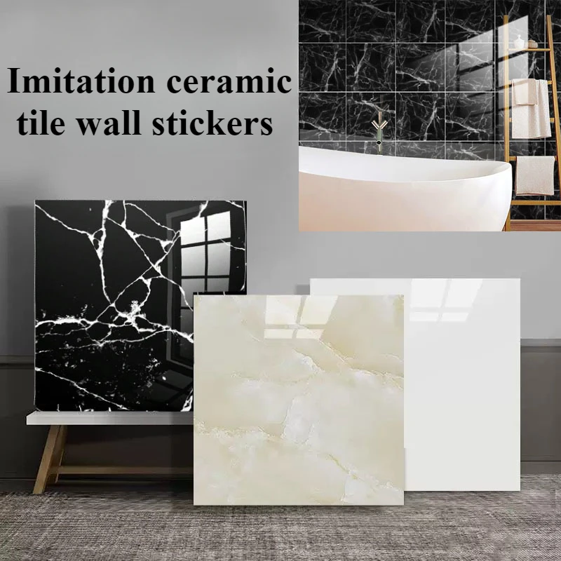 3D Imitation Ceramic Tile Self-adhesive Wall Sticker, Bathroom Floor ...