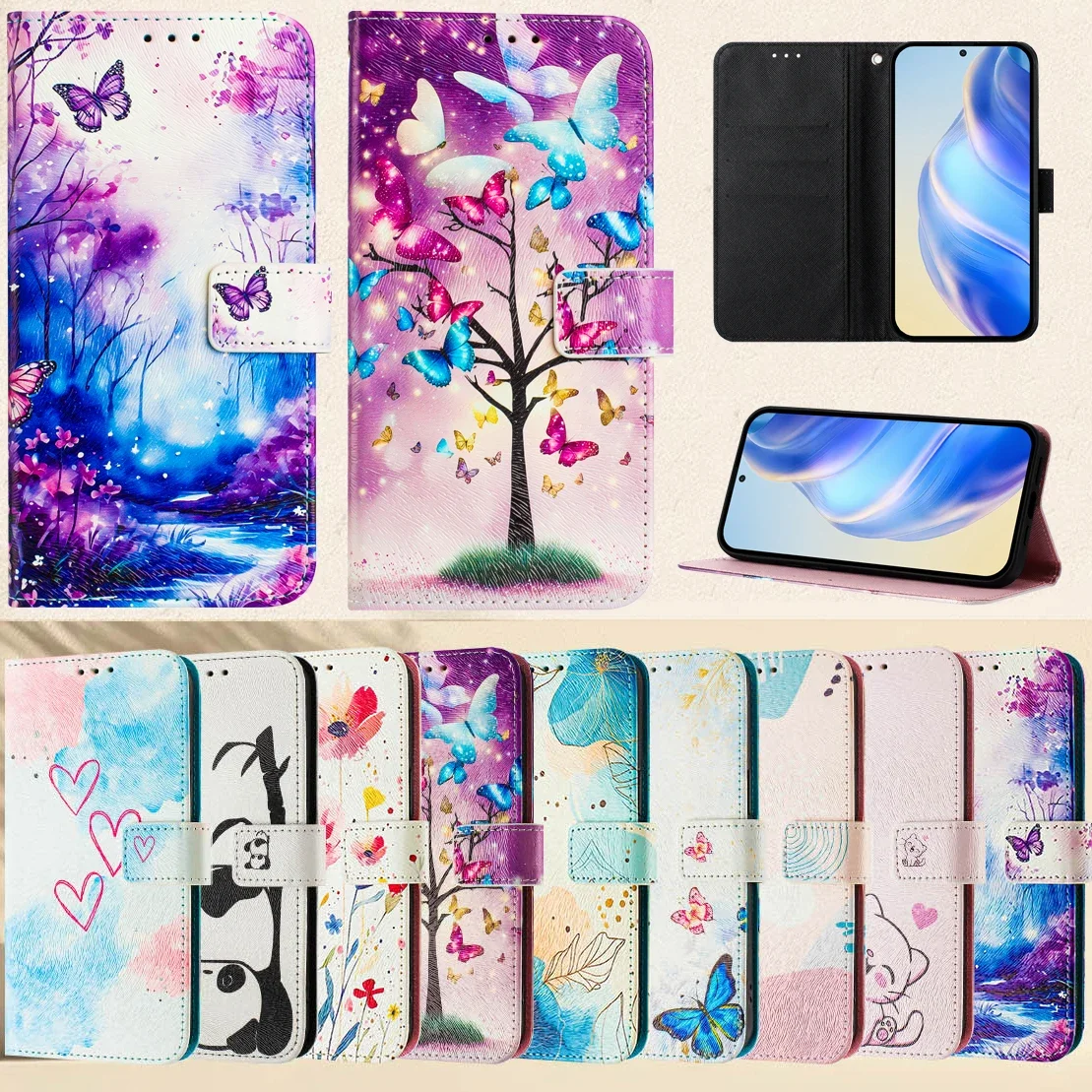 Deluxe Wallet Flip Kickstand Leather Phone Case for TCL 50 XE 5G (CH05-F)