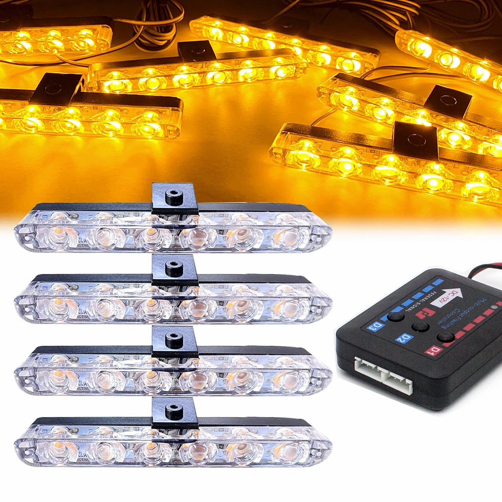 6 LED Police Signal Light Car Grille Flashing Warning Lights ...