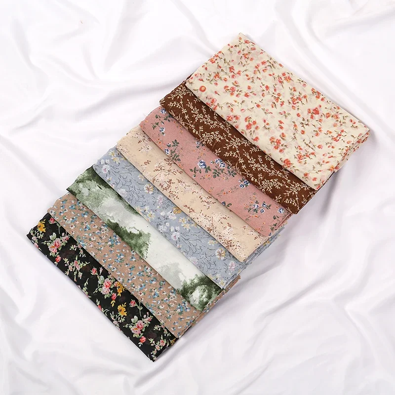 Floral Printed Bubble Chiffon Scarf Hijab Woman Muslim Hijab Long Shawl ...