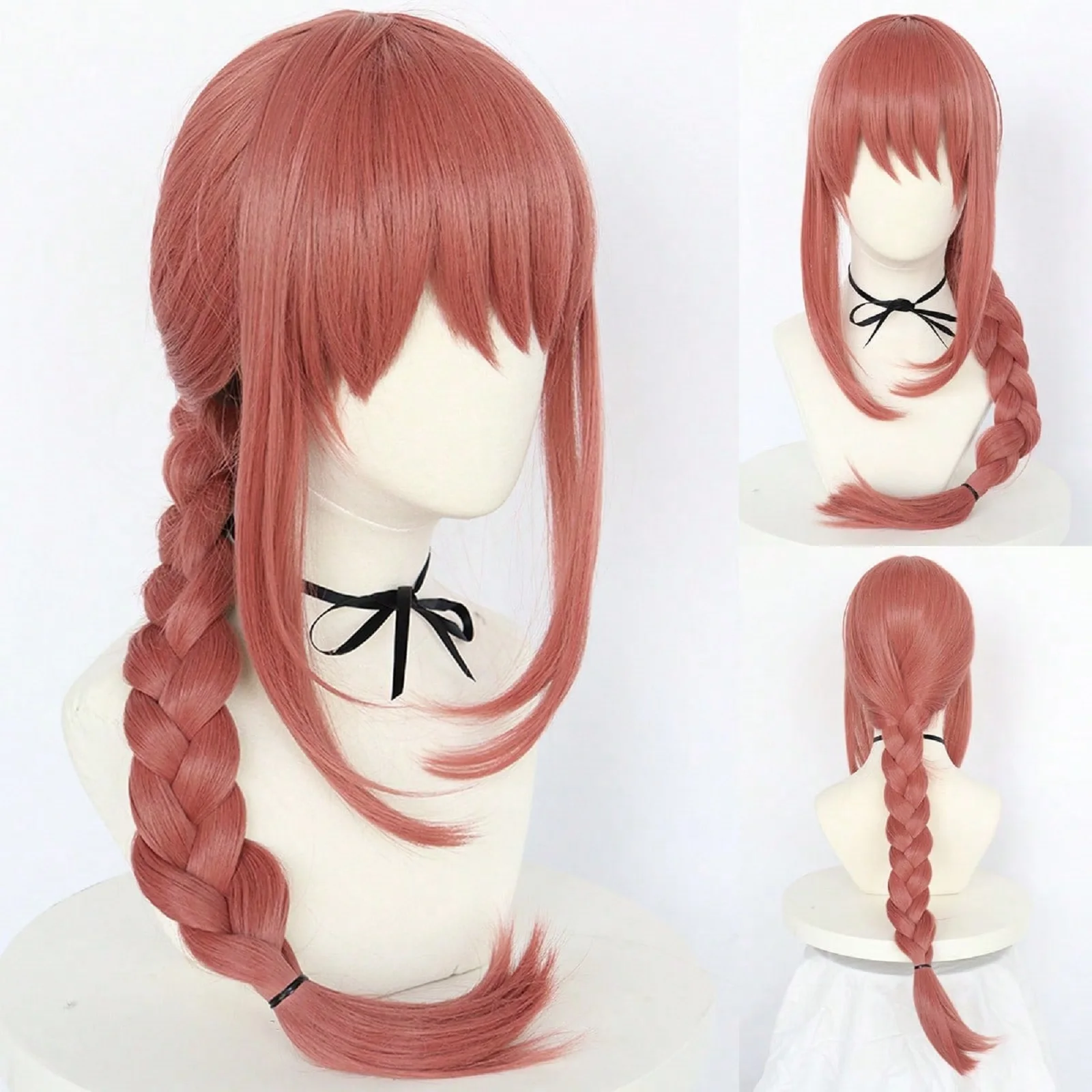 Chainsaw-Man-Synthetic-Long-Pink-Red-Braid-Anime-Bang-Braided-Makima ...
